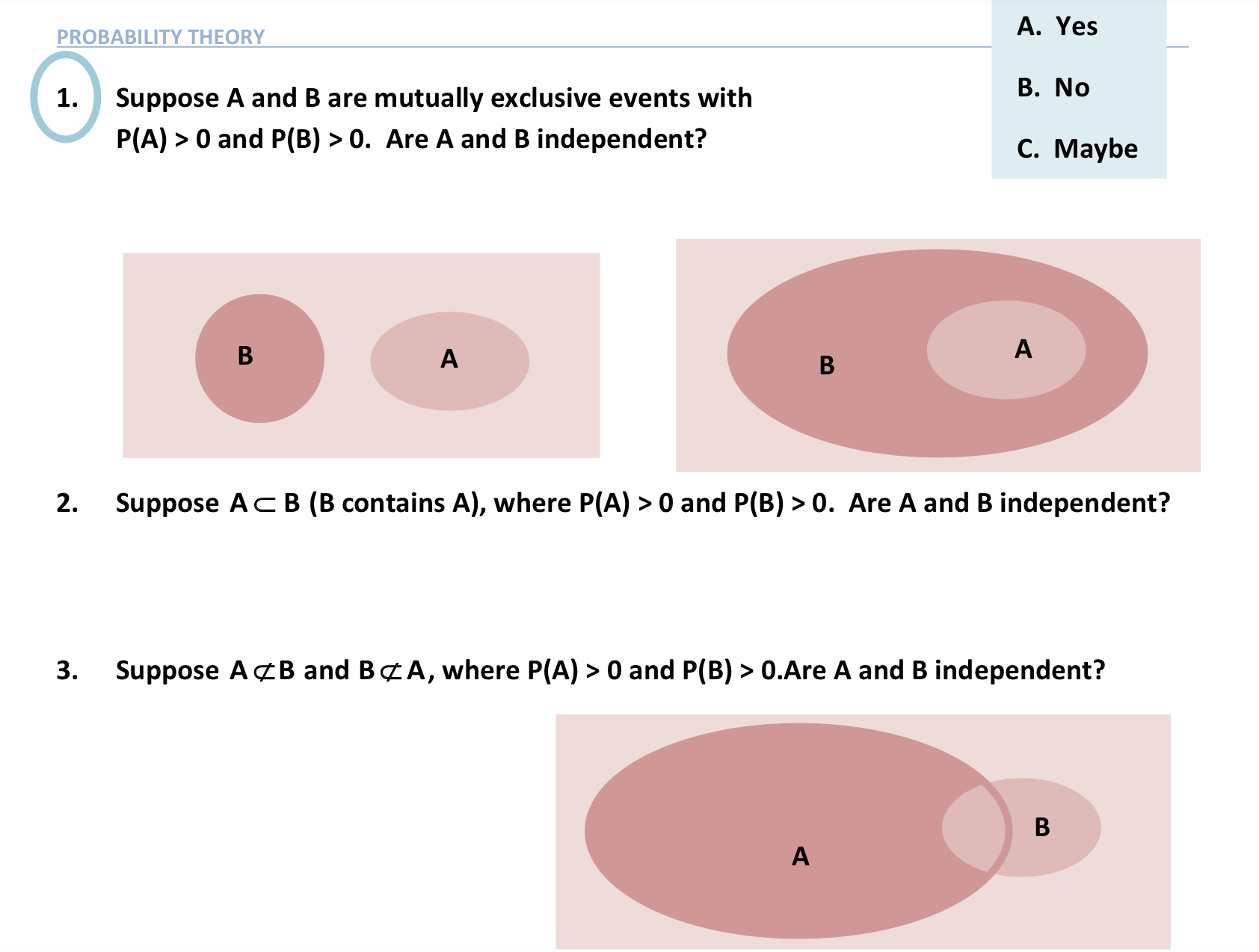 Solved 1. Suppose A and B are mutually exclusive events with | Chegg.com