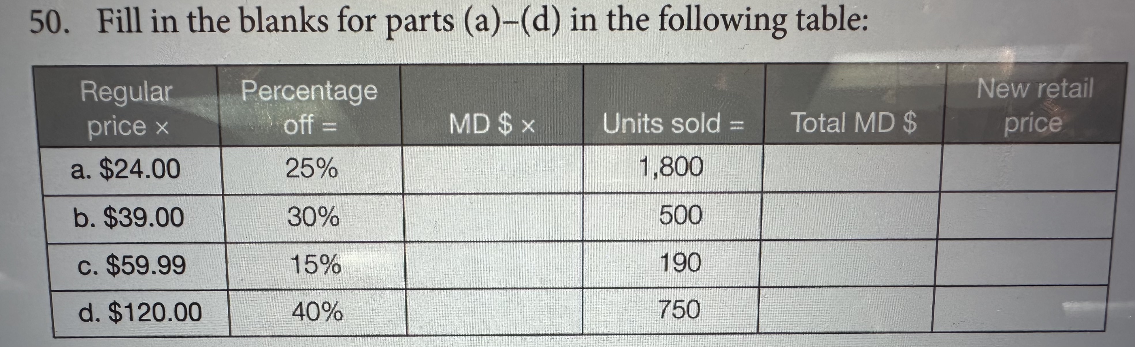 Solved Fill in the blanks for parts (a)-(d) in the following | Chegg.com