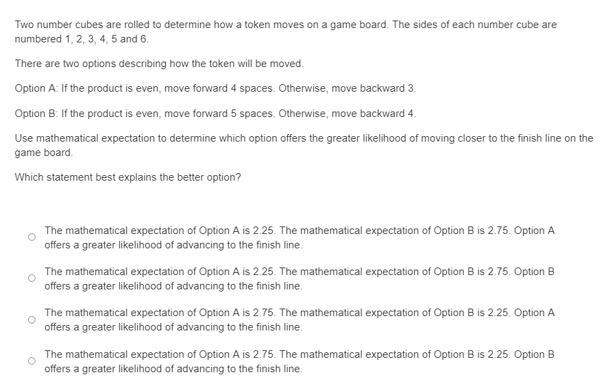 Solved Two number cubes are rolled to determine how a token | Chegg.com