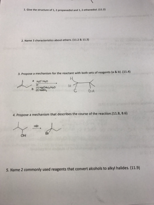 Solved Give the structure of 1, 2 propanediol and 1, 2 | Chegg.com