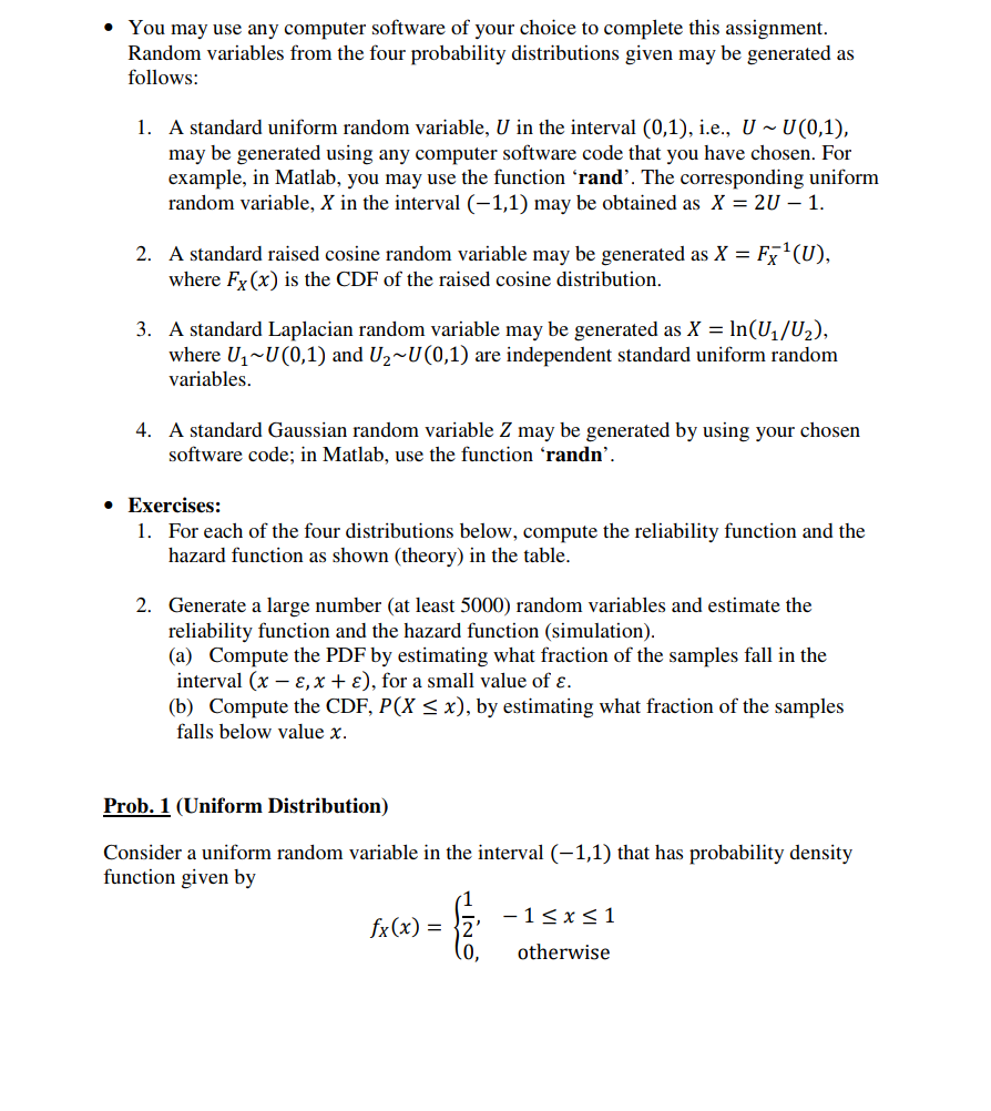 Uniform Distribution) Consider a uniform random | Chegg.com