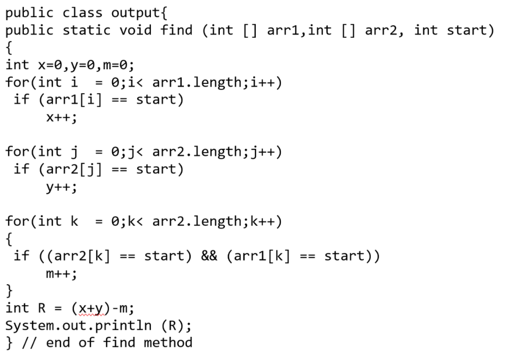 Solved Public Class Output Public Static Void Find Int 