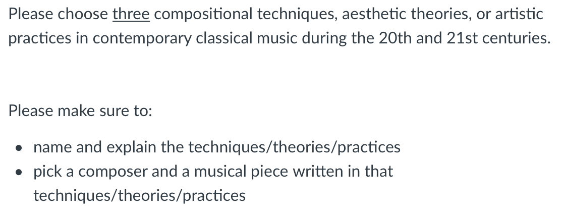 Solved Please choose three compositional techniques, | Chegg.com