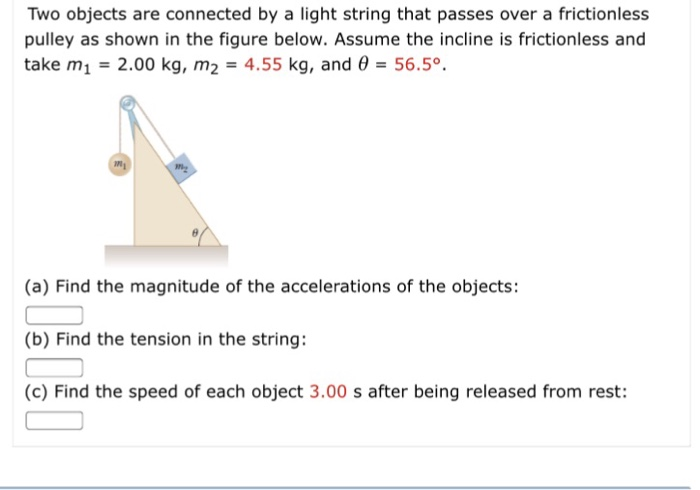 Solved Two objects are connected by a light string that | Chegg.com