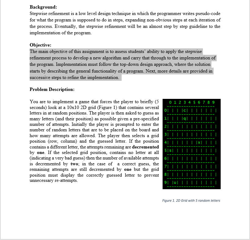Background: Stepwise refinement is a low level design | Chegg.com
