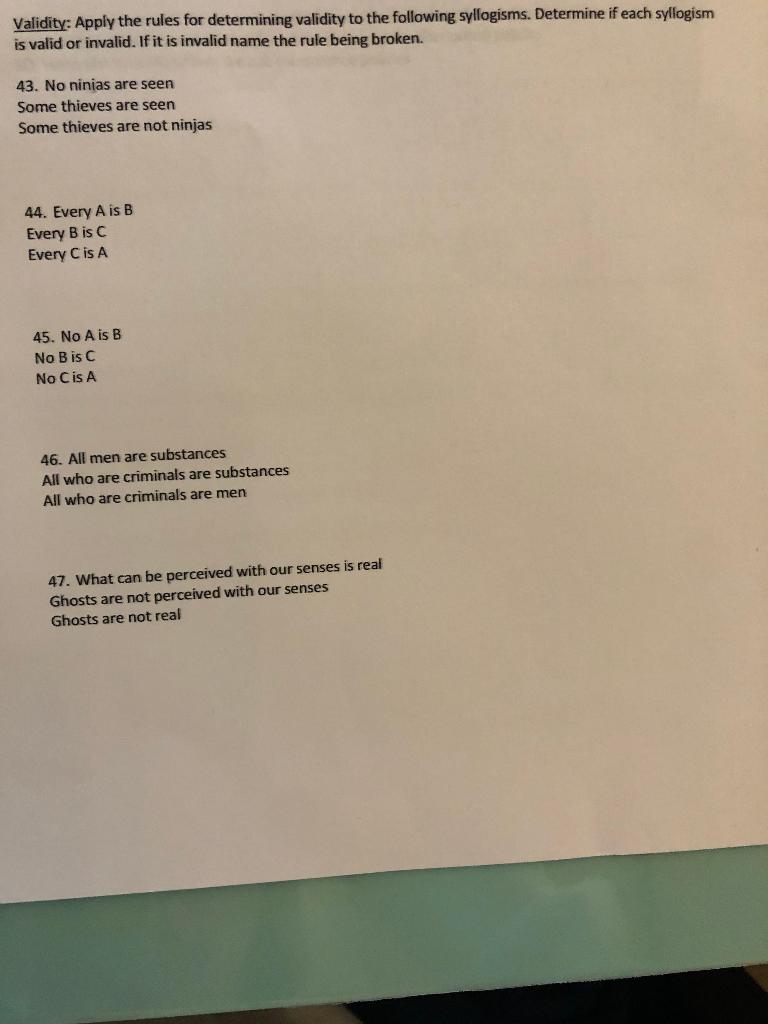 Solved Validity: Apply the rules for determining validity to | Chegg.com