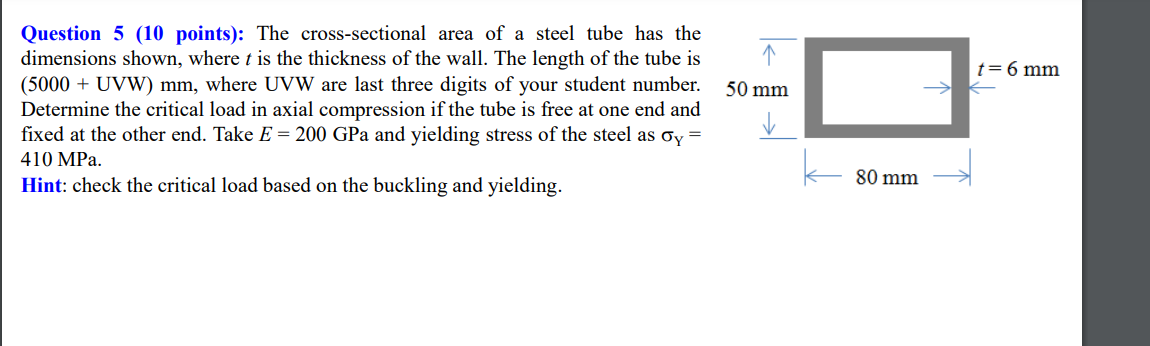 Solved Question 5 (10 points): The cross-sectional area of a | Chegg.com