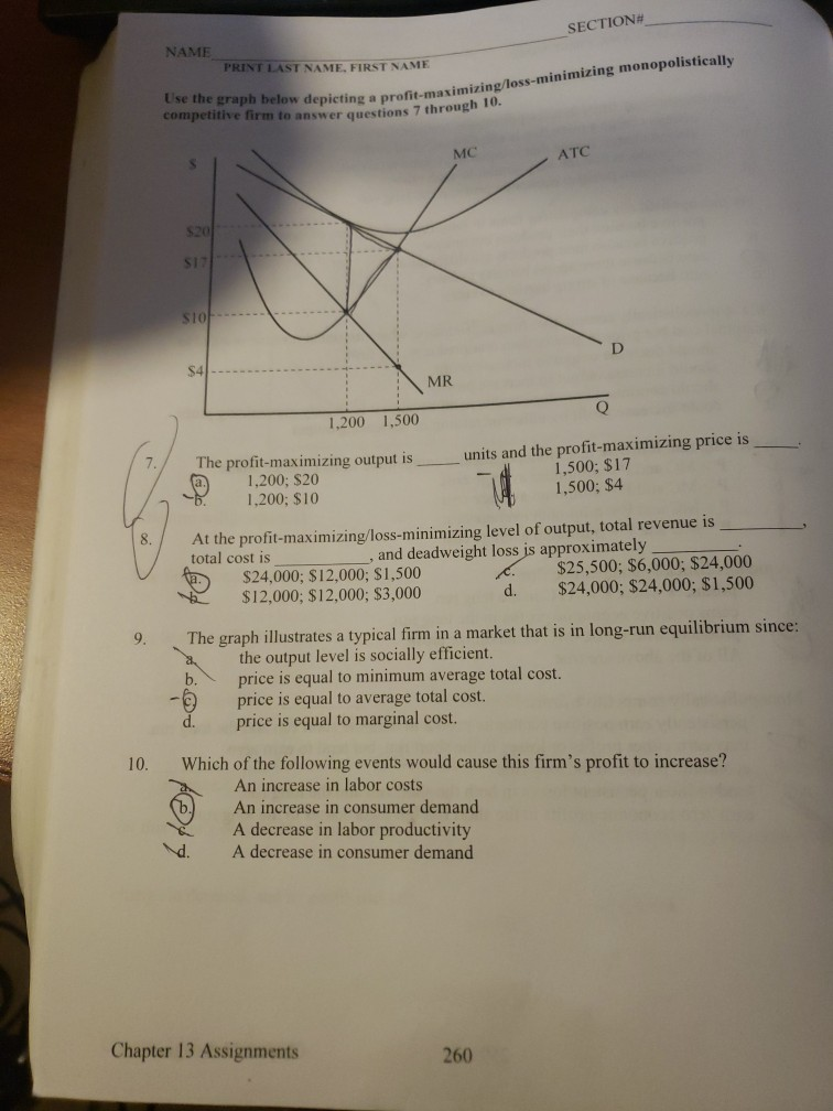 Solved SECTION# NAME PRINT LAST NAME, FIRST NAME Use the | Chegg.com