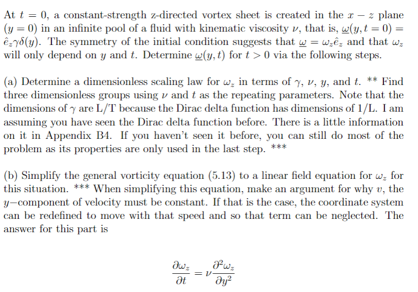 Solved At t=0, a constant-strength z-directed vortex sheet | Chegg.com