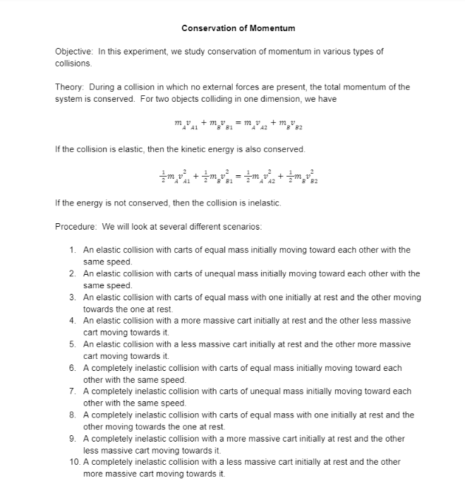 Solved Objective: In this experiment, we study conservation | Chegg.com