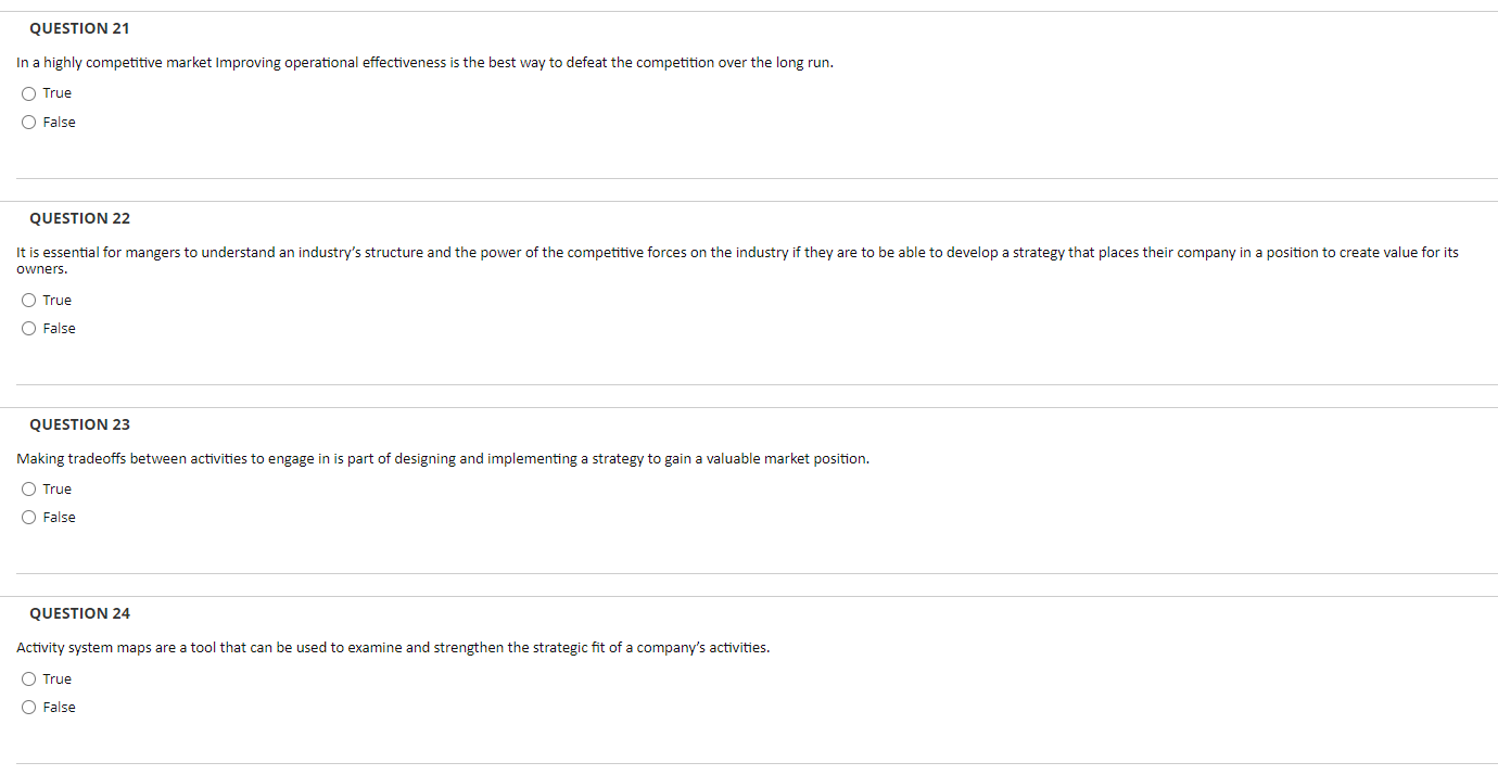 Solved QUESTION 17 An effective competitive strategy must | Chegg.com