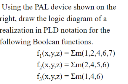 Solved Using the PAL device shown on the right, draw the | Chegg.com