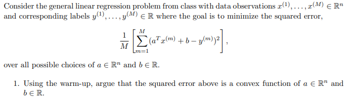 Consider the general linear regression problem from | Chegg.com