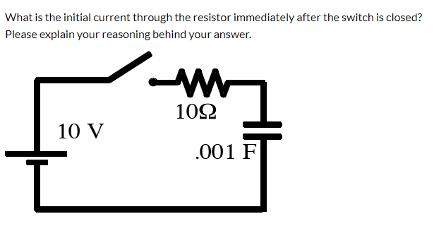 Solved What is the initial current through the resistor | Chegg.com