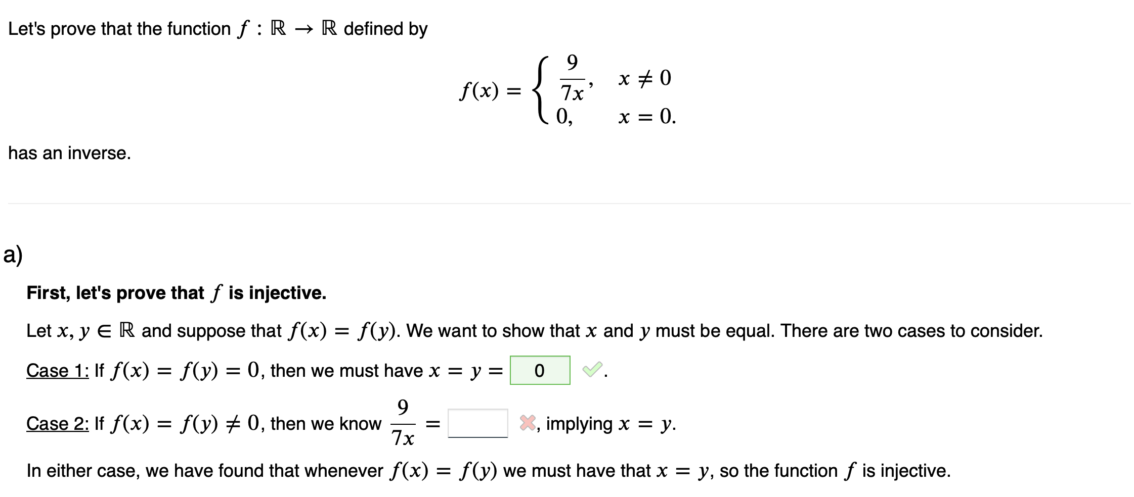 Solved Let's prove that the function f:R→R defined by | Chegg.com