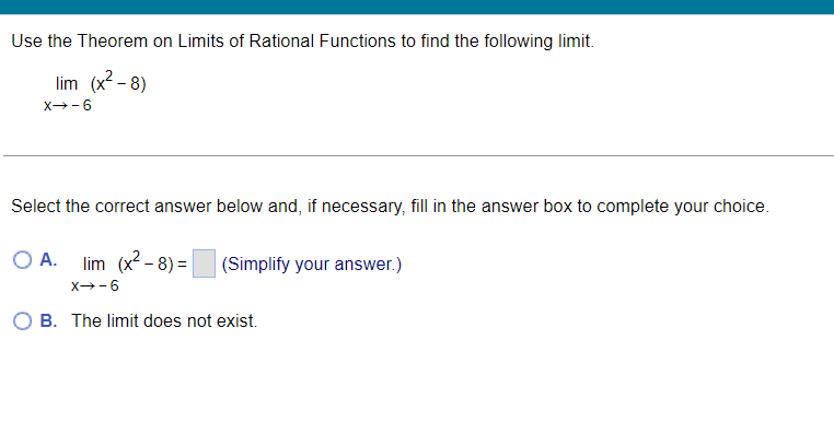 Solved Use the Theorem on Limits of Rational Functions to | Chegg.com