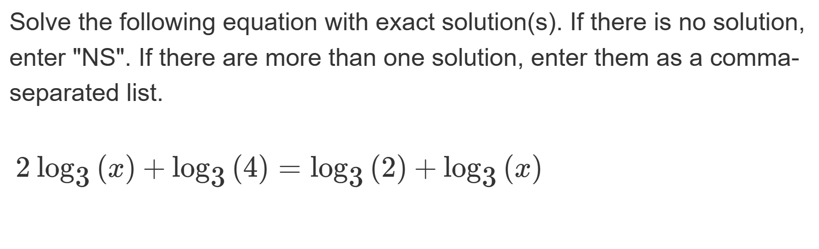 Solved Solve the following equation with exact solution(s). | Chegg.com
