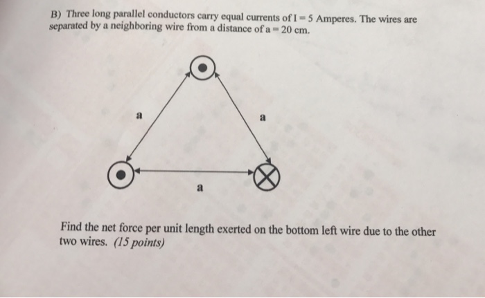 Solved Three long parallel conductors carry equal currents | Chegg.com
