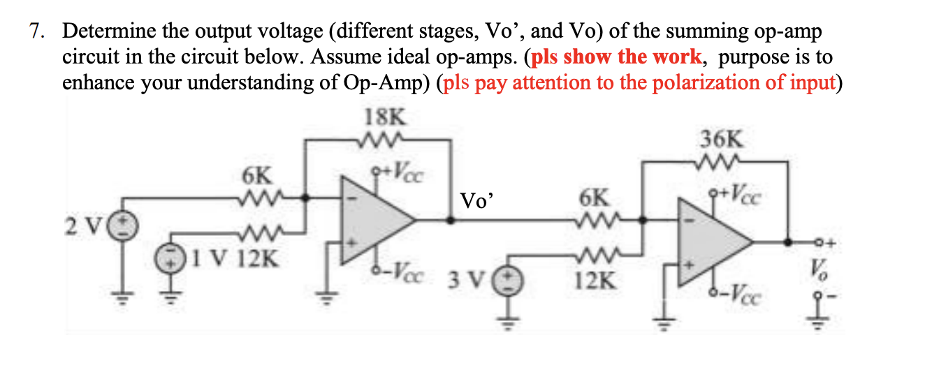 Solved Determine the output voltage (different stages, Vo', | Chegg.com