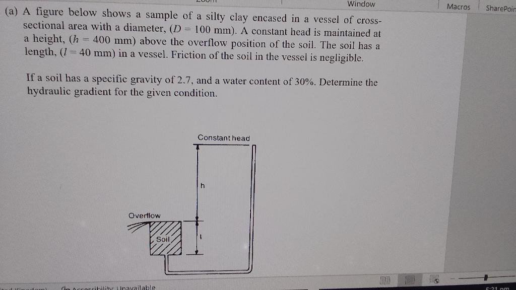 Solved (a) A figure below shows a sample of a silty clay | Chegg.com