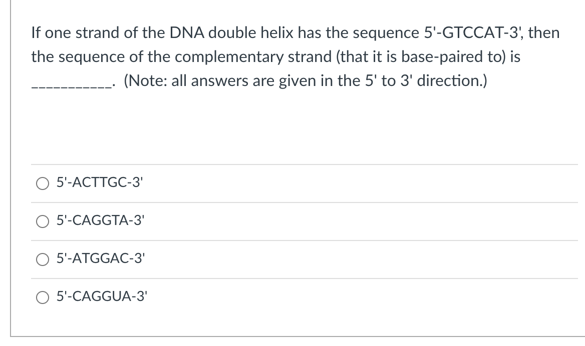 Solved If one strand of the DNA double helix has the | Chegg.com