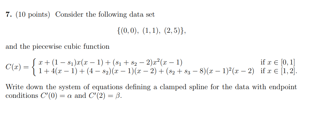 7. (10 points) Consider the following data set | Chegg.com