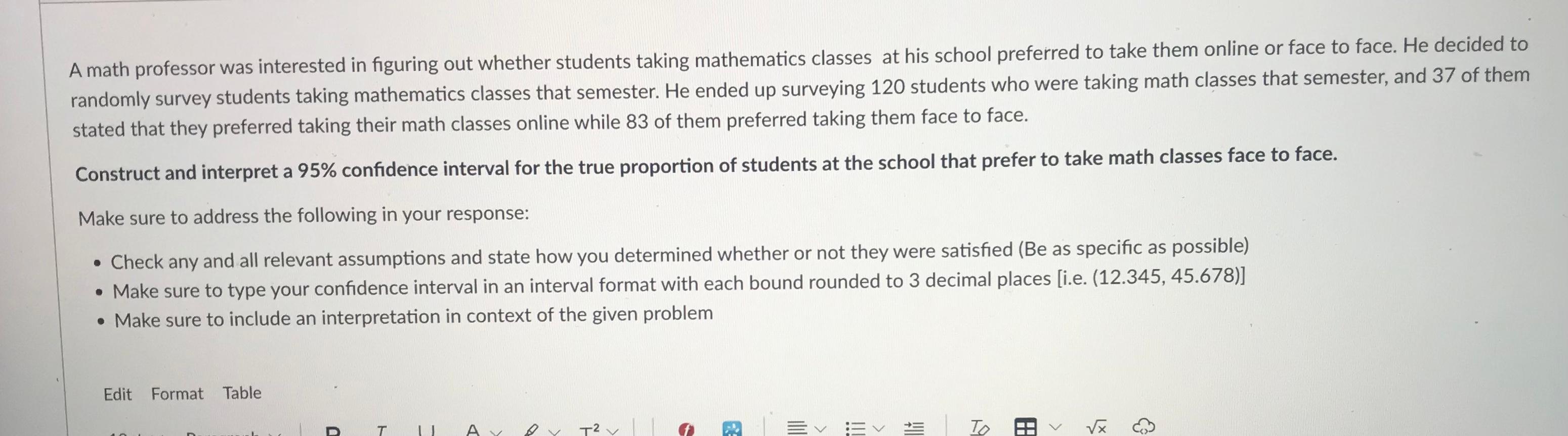 Solved randomly survey students taking mathematics classes | Chegg.com