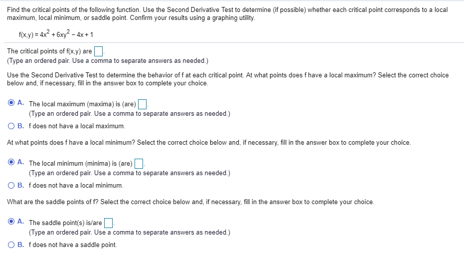Solved Find the critical points of the following function. | Chegg.com