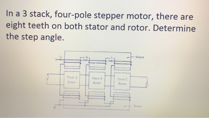 Solved In a 3 stack, four-pole stepper motor, there are | Chegg.com