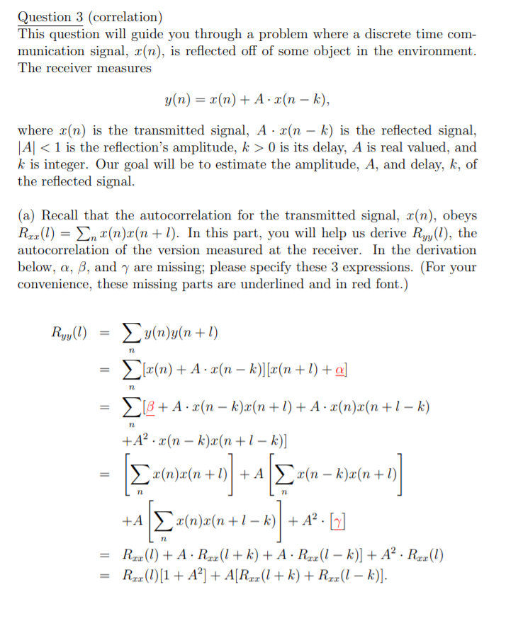 Solved Question 3 (correlation) This question will guide you | Chegg.com