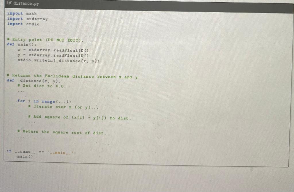 Exercise 3. (Euclidean Distance) Implement the | Chegg.com