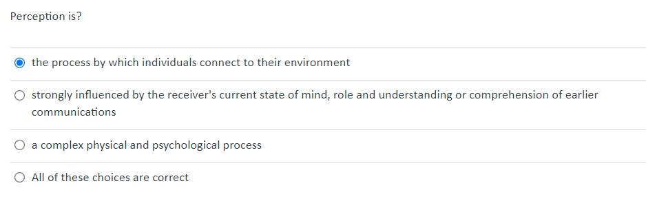 Solved Perception is? the process by which individuals | Chegg.com