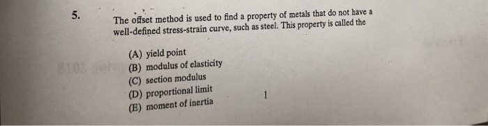 Solved 5. The offset method is used to find a property of | Chegg.com