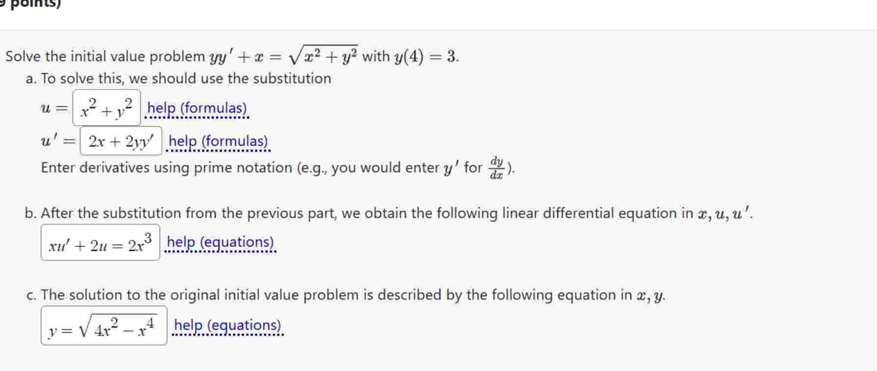 Solved Solve the initial value problem yy'+x=x2+y22 ﻿with | Chegg.com