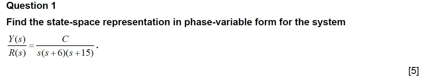 Find the state-space representation in phase-variable | Chegg.com