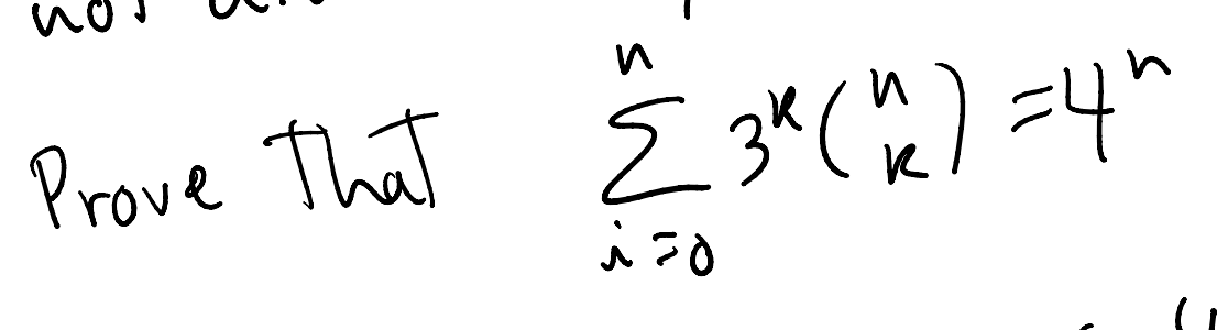Solved Prove that ∑i=0n3k(nk)=4n | Chegg.com