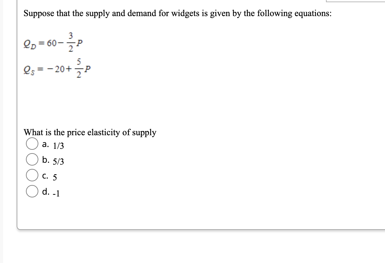 Solved Suppose that the supply and demand for widgets is | Chegg.com