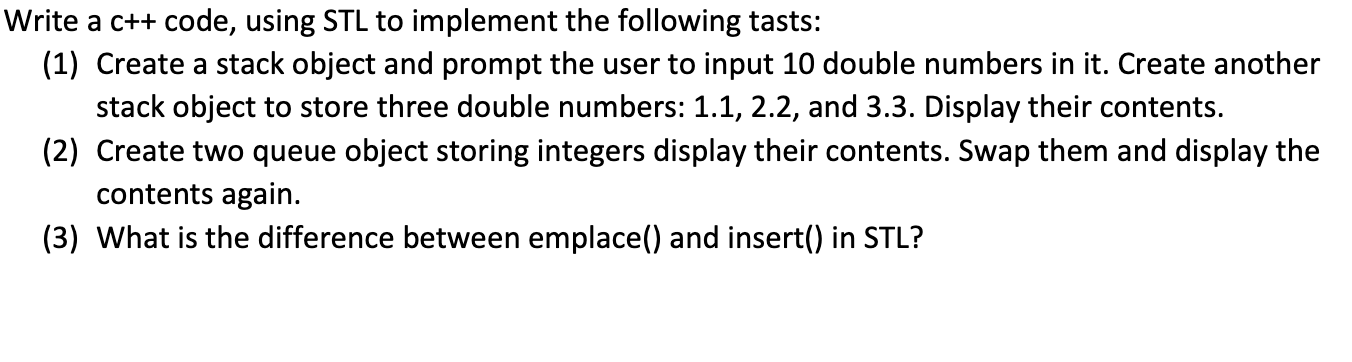 Solved Write A C Code Using Stl To Implement The 3518