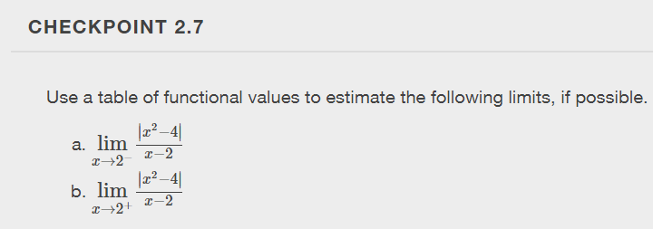 Solved Use a table of functional values to estimate the | Chegg.com