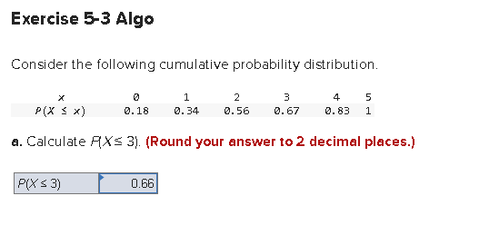 Solved Exercise 5-3 ﻿AlgoConsider the following cumulative | Chegg.com