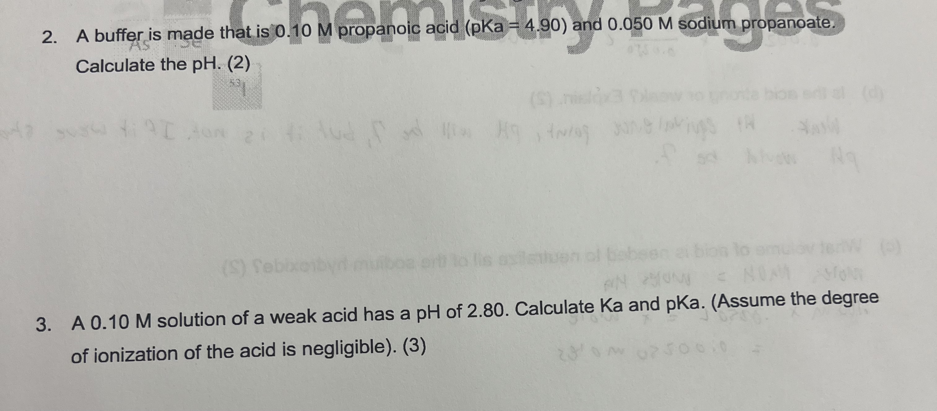 Solved 2. A buffer is made that is 0.10M propanoic acid | Chegg.com