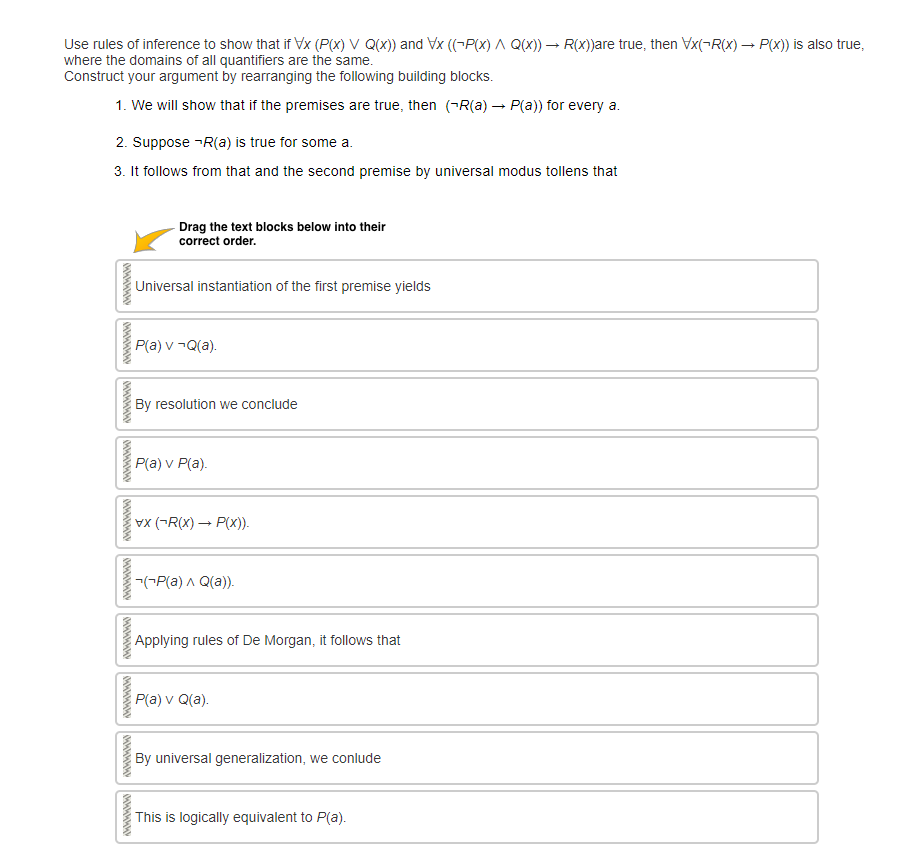Solved Use rules of inference to show that if Vx (P(x) V | Chegg.com