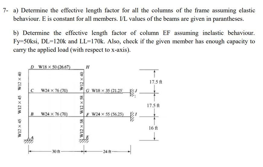 7- a) Determine the effective length factor for all | Chegg.com 7- a) Determine the effective length factor for all | Chegg.com
