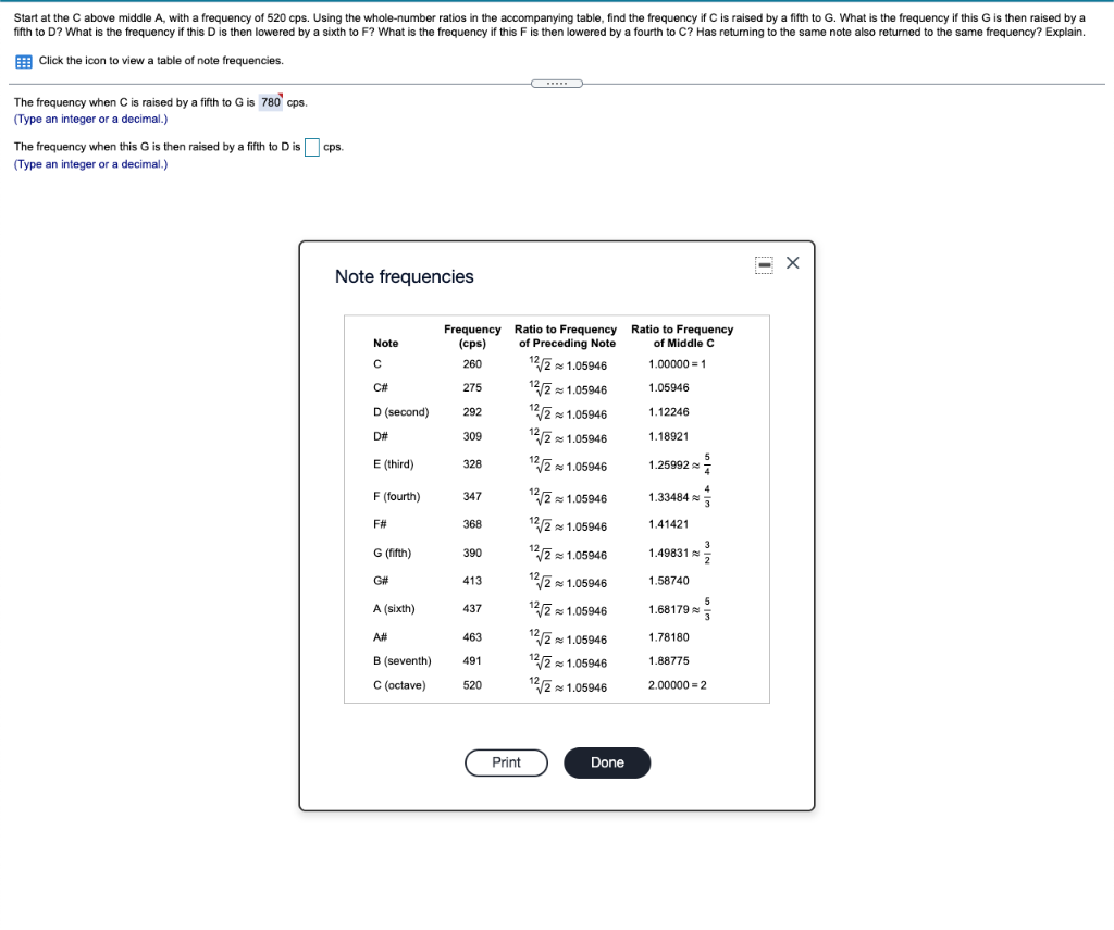 Solved Start at the C above middle A, with a frequency of | Chegg.com