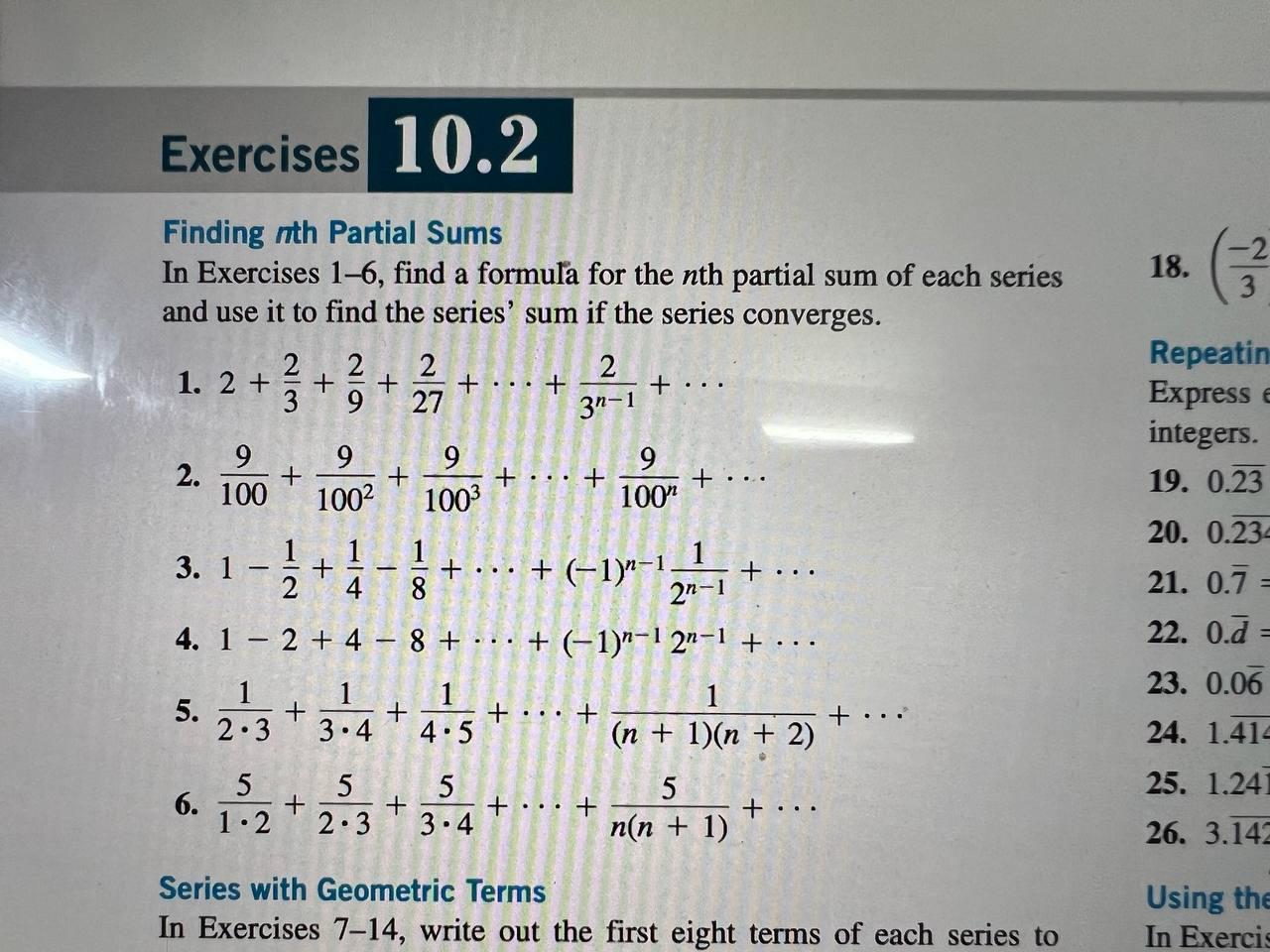 Solved Finding nth Partial Sums In Exercises 1-6, find a | Chegg.com