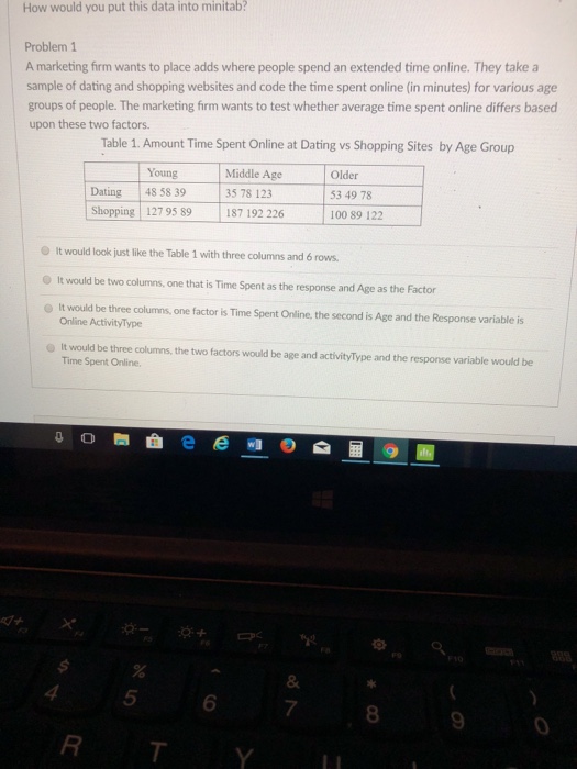 Solved: How Would You Put This Data Into Minitab? Problem ... | Chegg.com