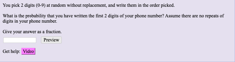 Solved You pick 2 digits (0-9) at random without | Chegg.com
