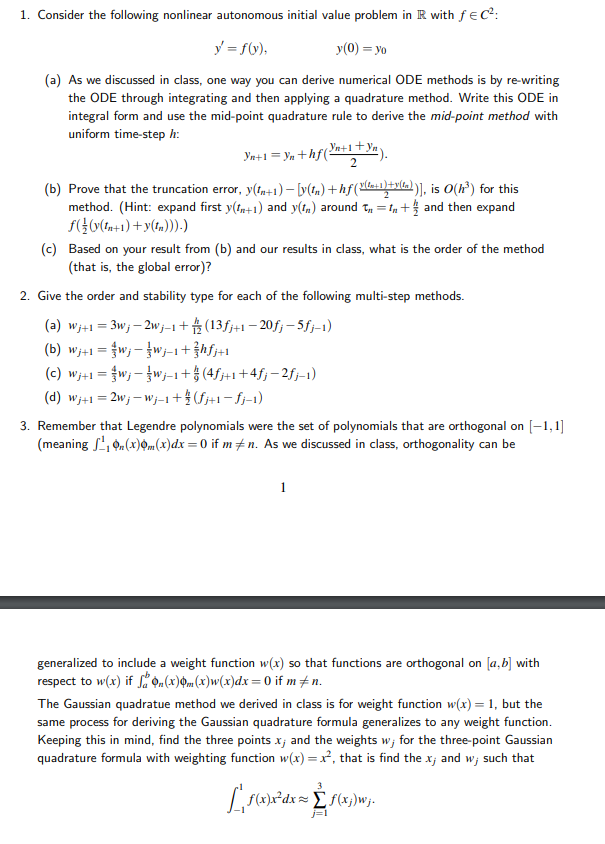 1. Consider the following nonlinear autonomous | Chegg.com