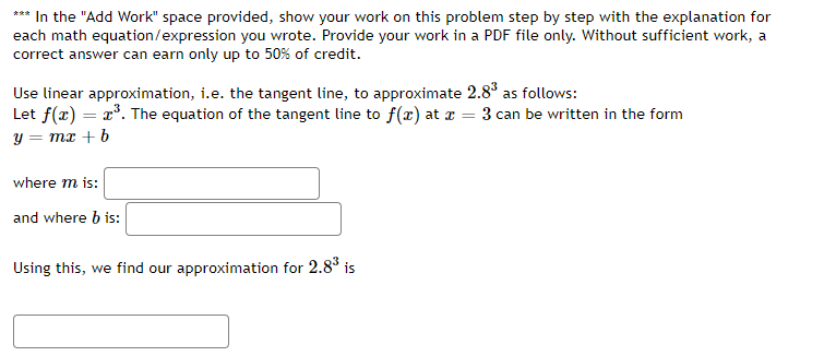 Solved *** In the "Add Work" space provided, show your work | Chegg.com