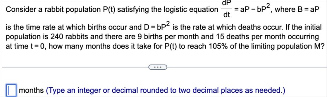 Solved Consider A Rabbit Population P T Satisfying The